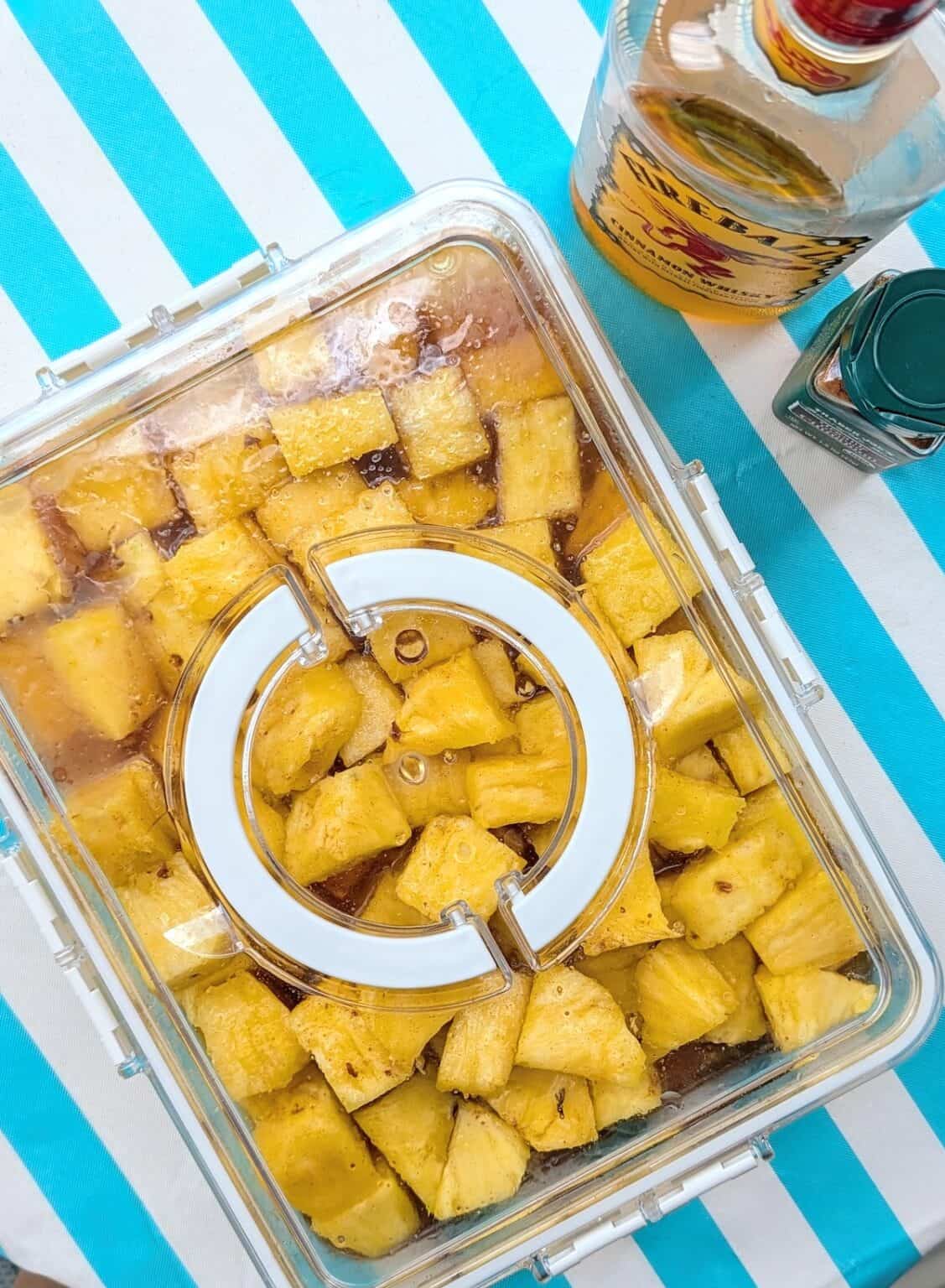 The Best Boozy Fireball Infused Pineapple Bites - Foods & Friends