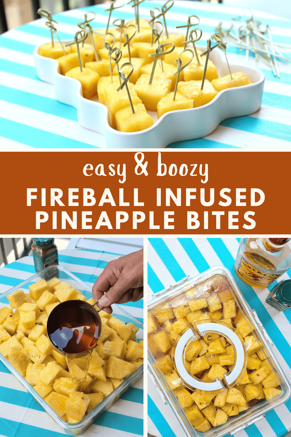 The Best Boozy Fireball Infused Pineapple Bites - Foods & Friends